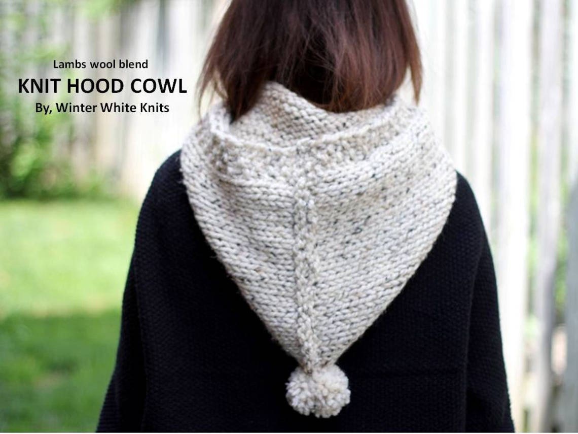 Hand-knit Hood, Cowl With Winter Hood, Wool Hood, Wool Hood Hat, Winter ...