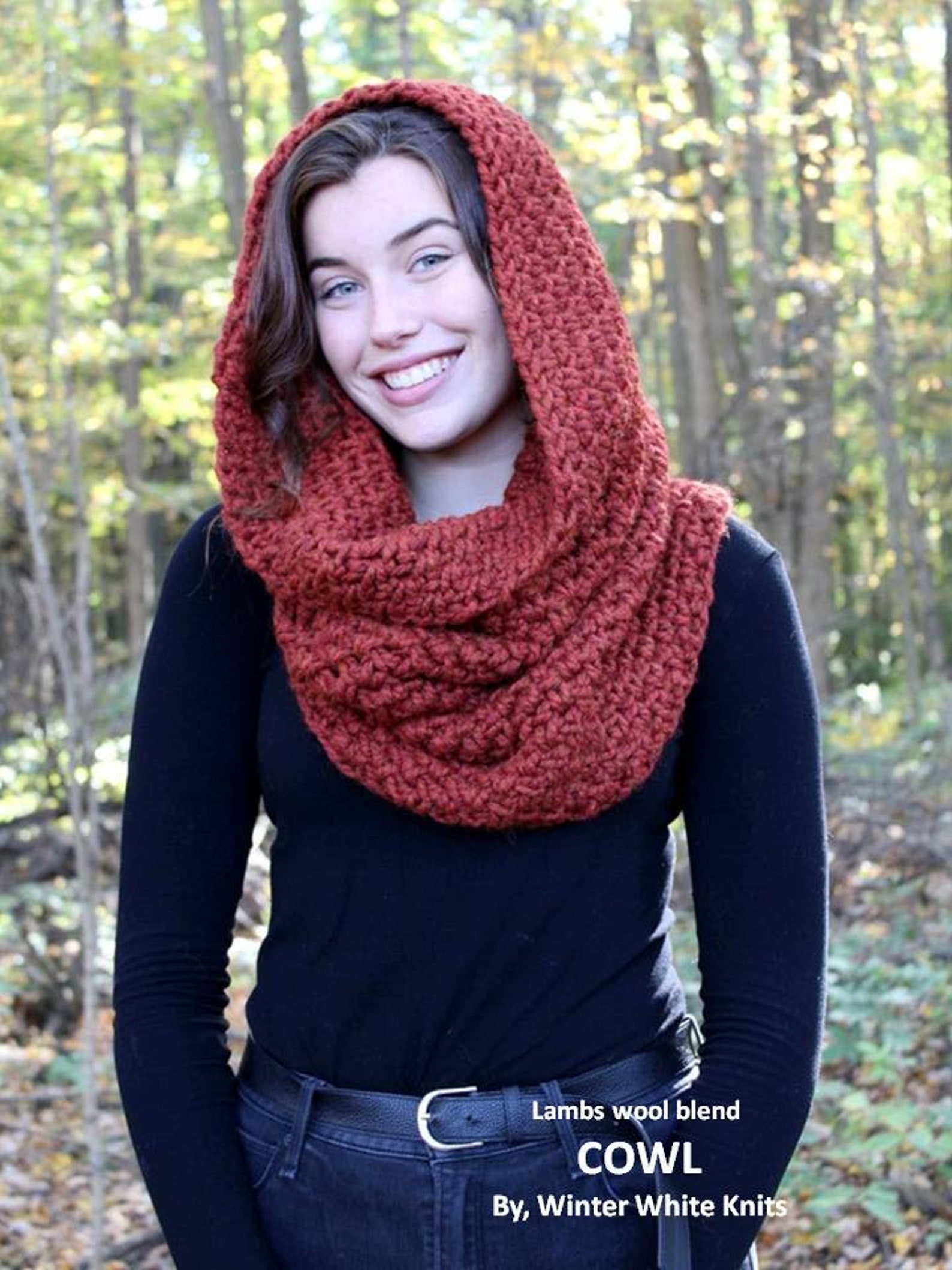 Over-sized Knit Cowl Hood, Winter Scarf, Infinity Scarf Cowl, WOODLAND ...