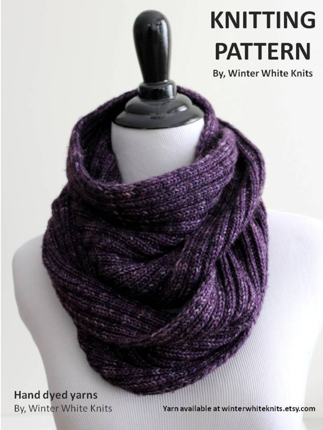 Knitting Pattern- Hand Knit Scarf, Ribbed Knit Scarf, Cowl Scarf, DK ...