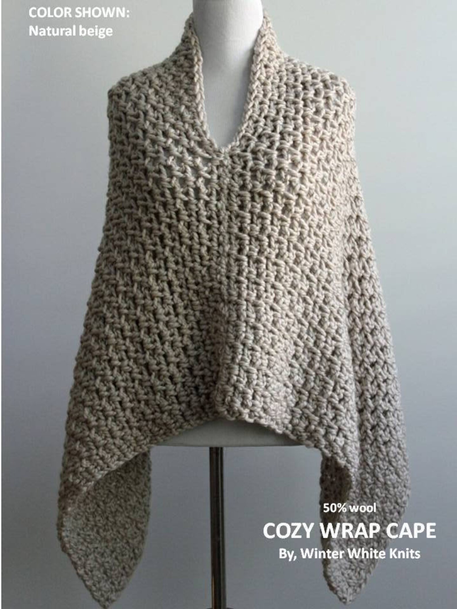 Cozy knit poncho Winter cape knitted poncho winter cape | Etsy