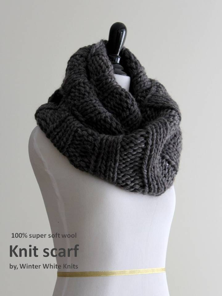 Knit Infinity scarf knit wool scarf 100% soft wool scarf | Etsy