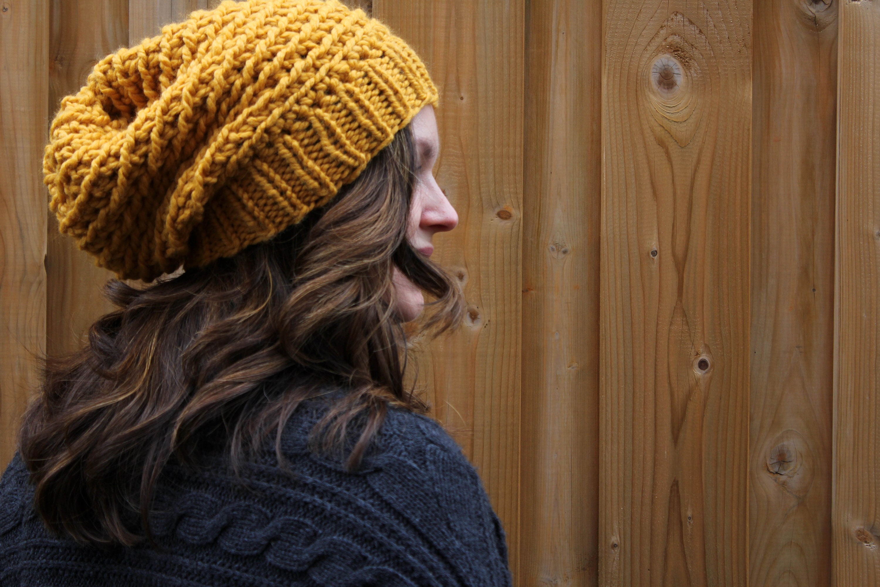 Knit Slouchy Hat, Hand-knit Hat, Slouchy Beanie Hat, Knit Hat, Soft ...