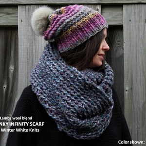 Chunky Winter Scarf, Knit Infinity Scarf, Knit Winter Scarf, Cozy Soft ...