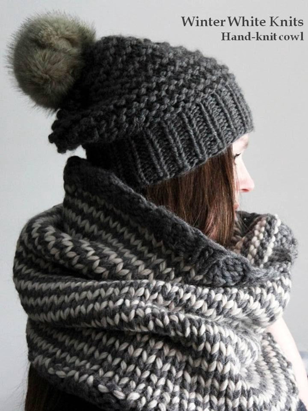 Winter Knit Cowl, Wear as a Cowl or Capelet or Hood, Hand-knit Cowl ...