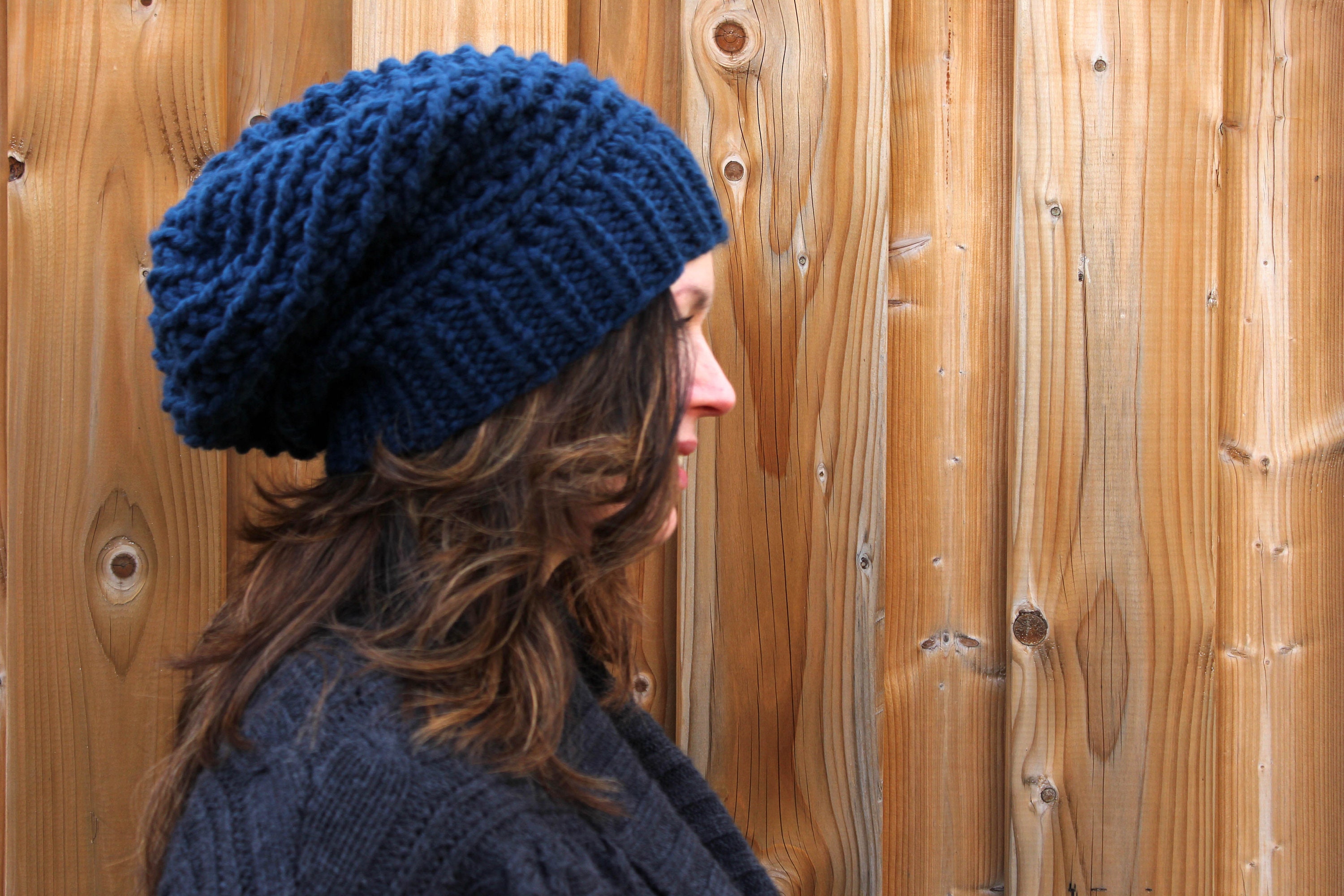 Knit Hat, Knit Slouchy Hat, Slouchy Winter Hat, Hand-knit Hat, Knitted ...