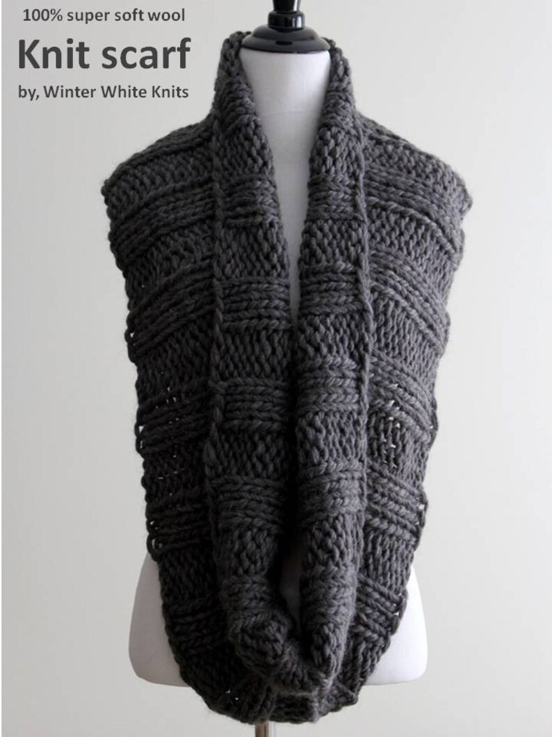 Knit Infinity scarf knit wool scarf 100% soft wool scarf | Etsy