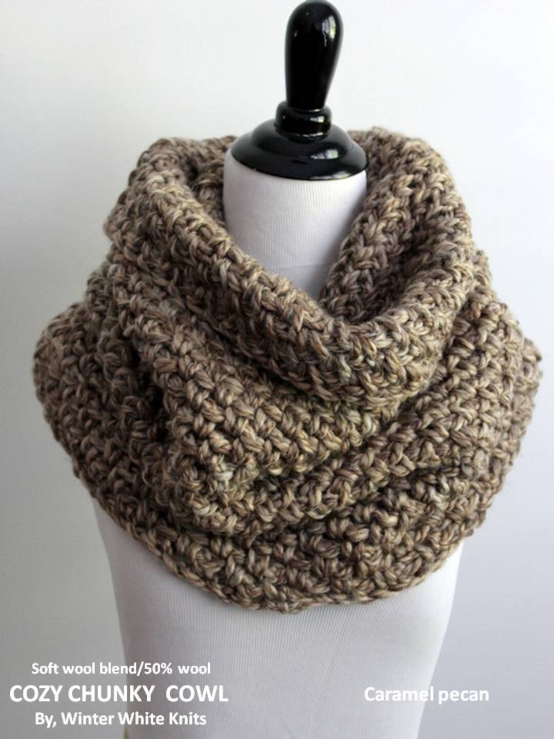 Caramel Pecan Chunky Cowl, Large Cowl, Knit Snood, Tube Scarf, Cozy Big ...