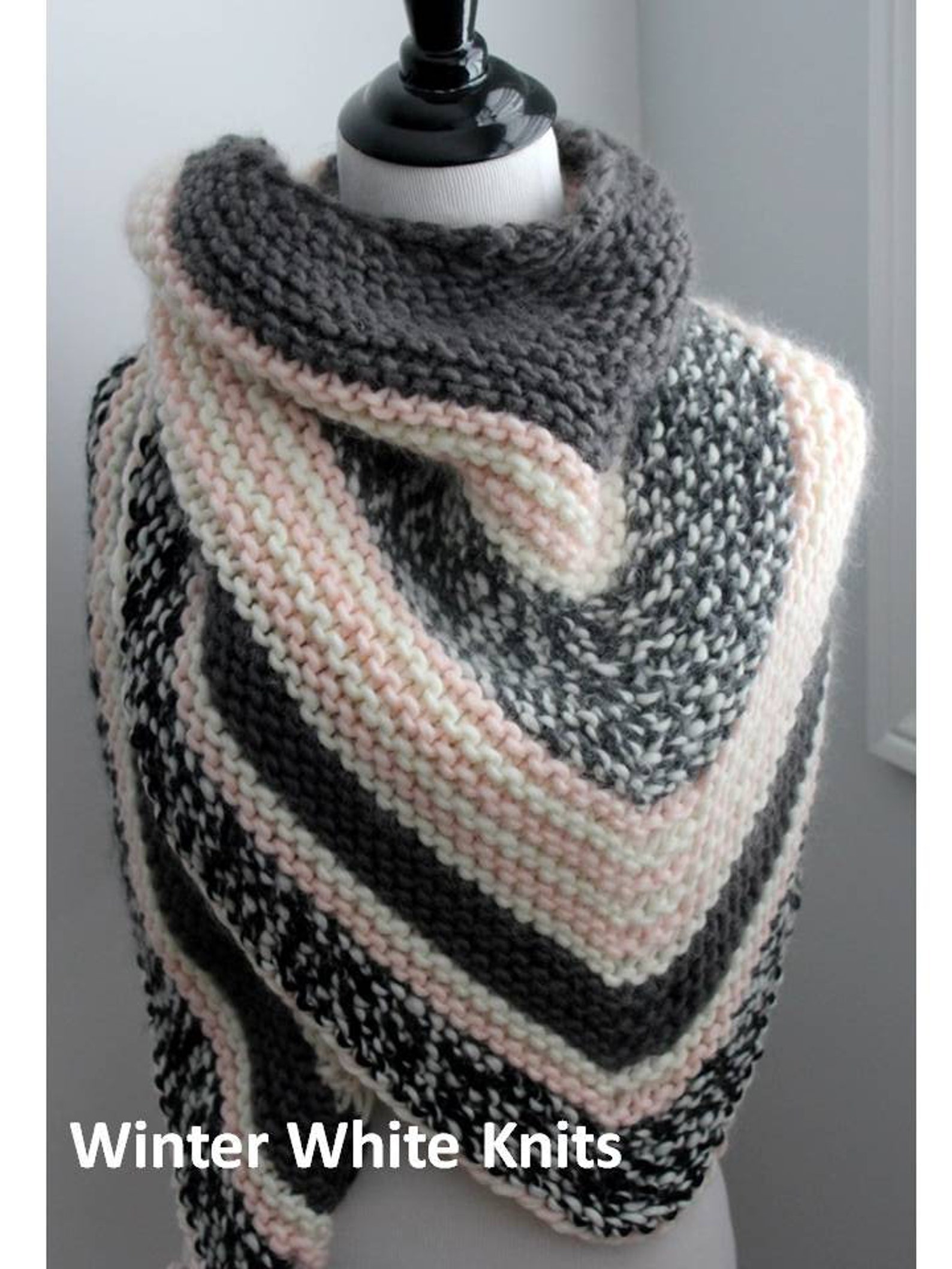 Knitting Pattern Knit Shawl Triangle Scarf Pattern PDF - Etsy