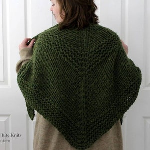 Shawl Knitting Pattern, Knit Triangle Wrap, Chunky Knit Triangle Scarf ...