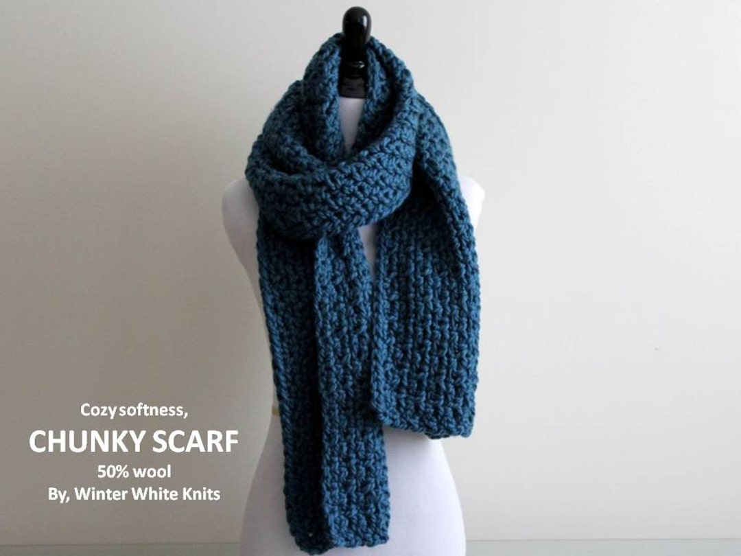 Chunky Winter Scarf, Winter Scarf, Hand-knit Scarf, Long Knit Scarf ...