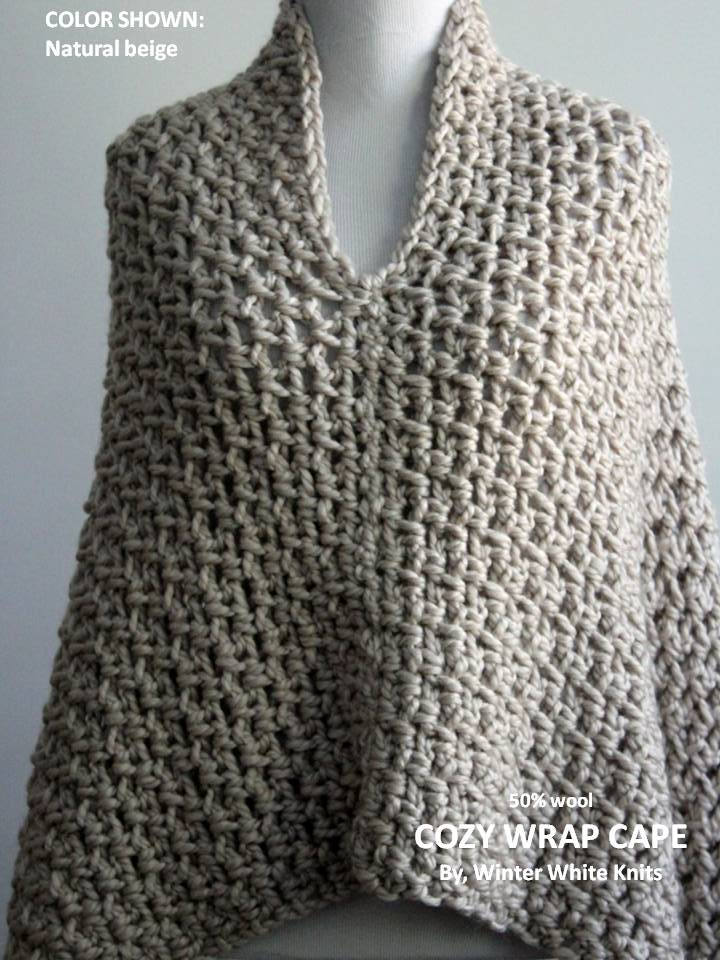 Cozy knit poncho Winter cape knitted poncho winter cape | Etsy