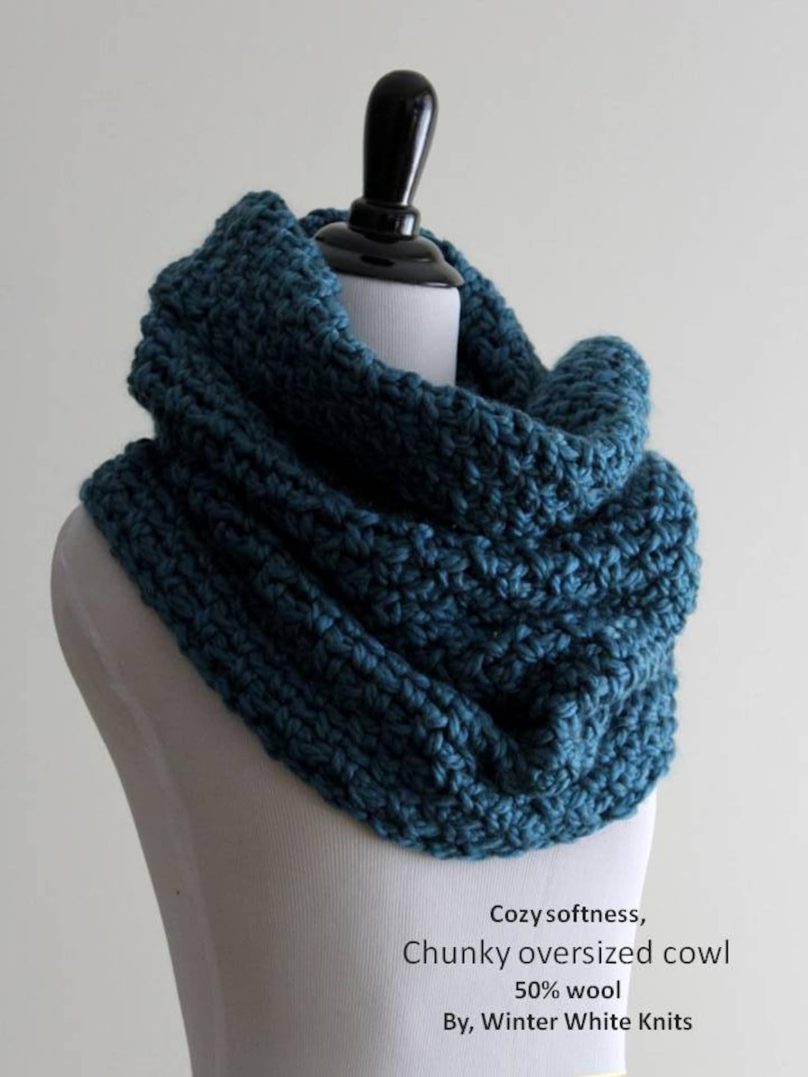 Chunky Knit Cowl Hand-knit Cowl Knitted Snood Tube Scarf - Etsy