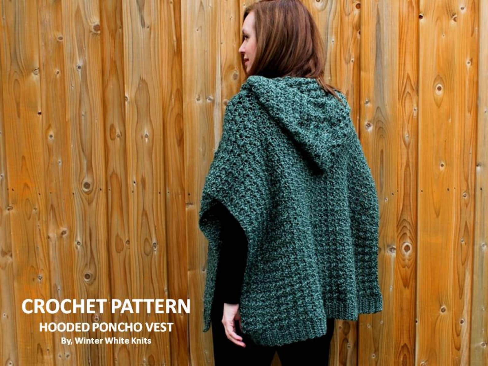 Crochet Poncho Pattern, Crochet Hooded Poncho Vest Pattern, Hooded ...