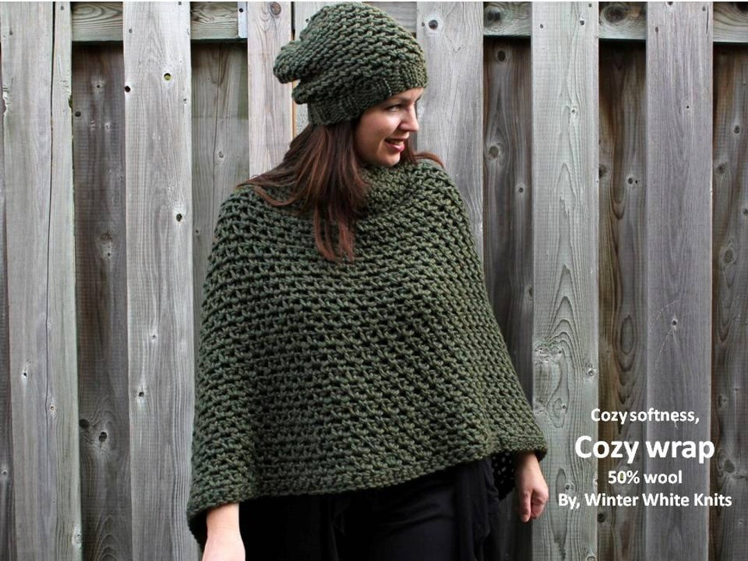 Knit Poncho Cape, Knit Cape, Cozy Knit Wrap, Winter Cape Coat, Wrap ...