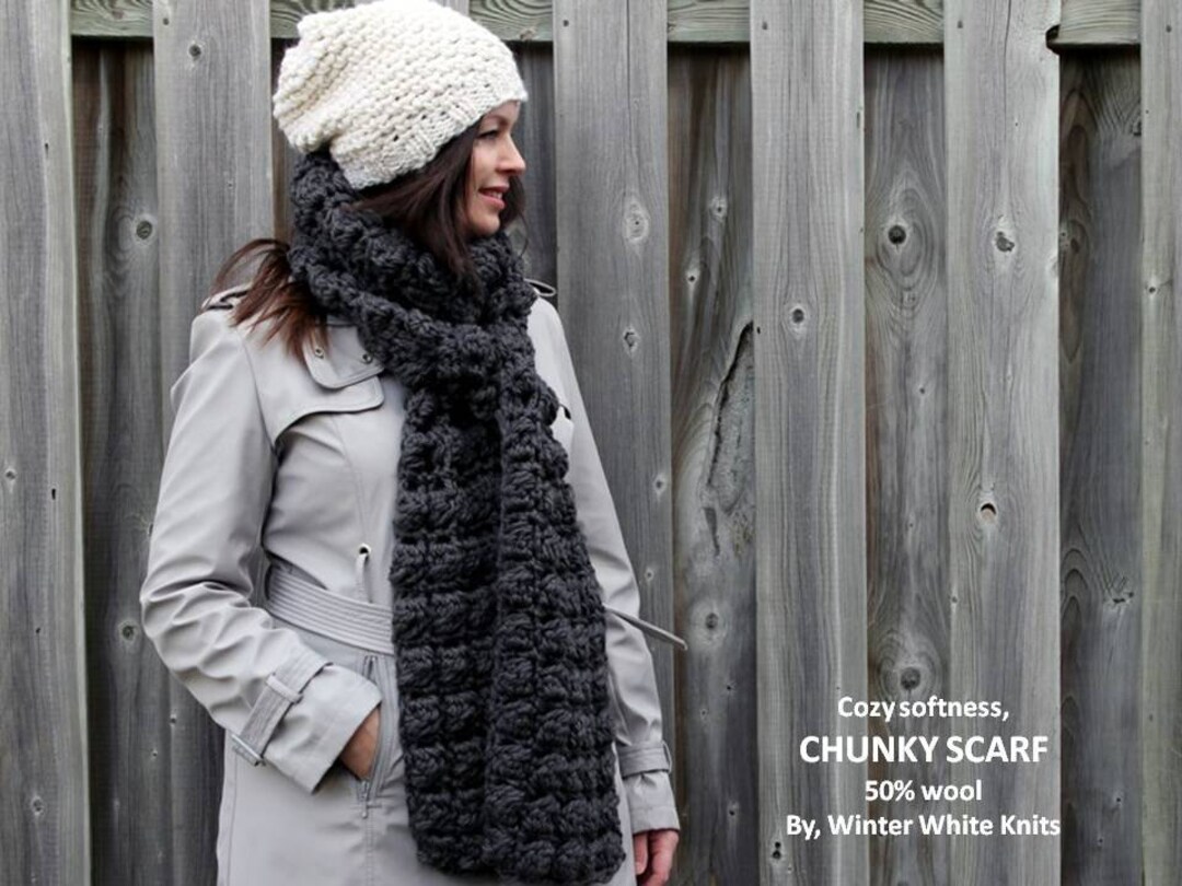 Chunky Knit Scarf, Long Winter Scarf, Soft Long Scarf, Winter Scarf ...