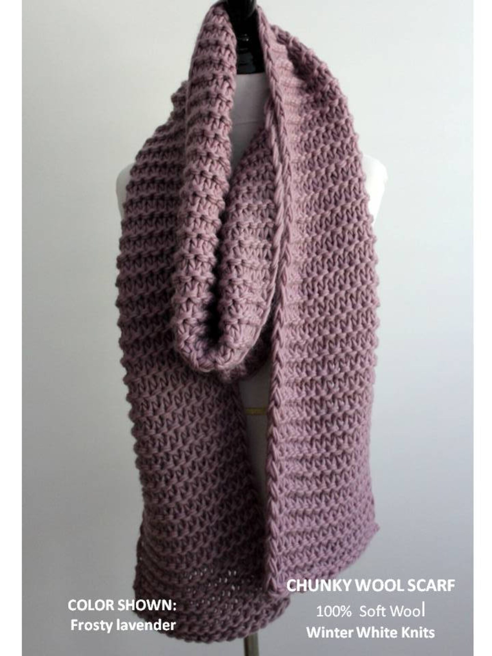 Long Knit Scarf Wool Scarf Soft Textured Winter Scarf 100% - Etsy