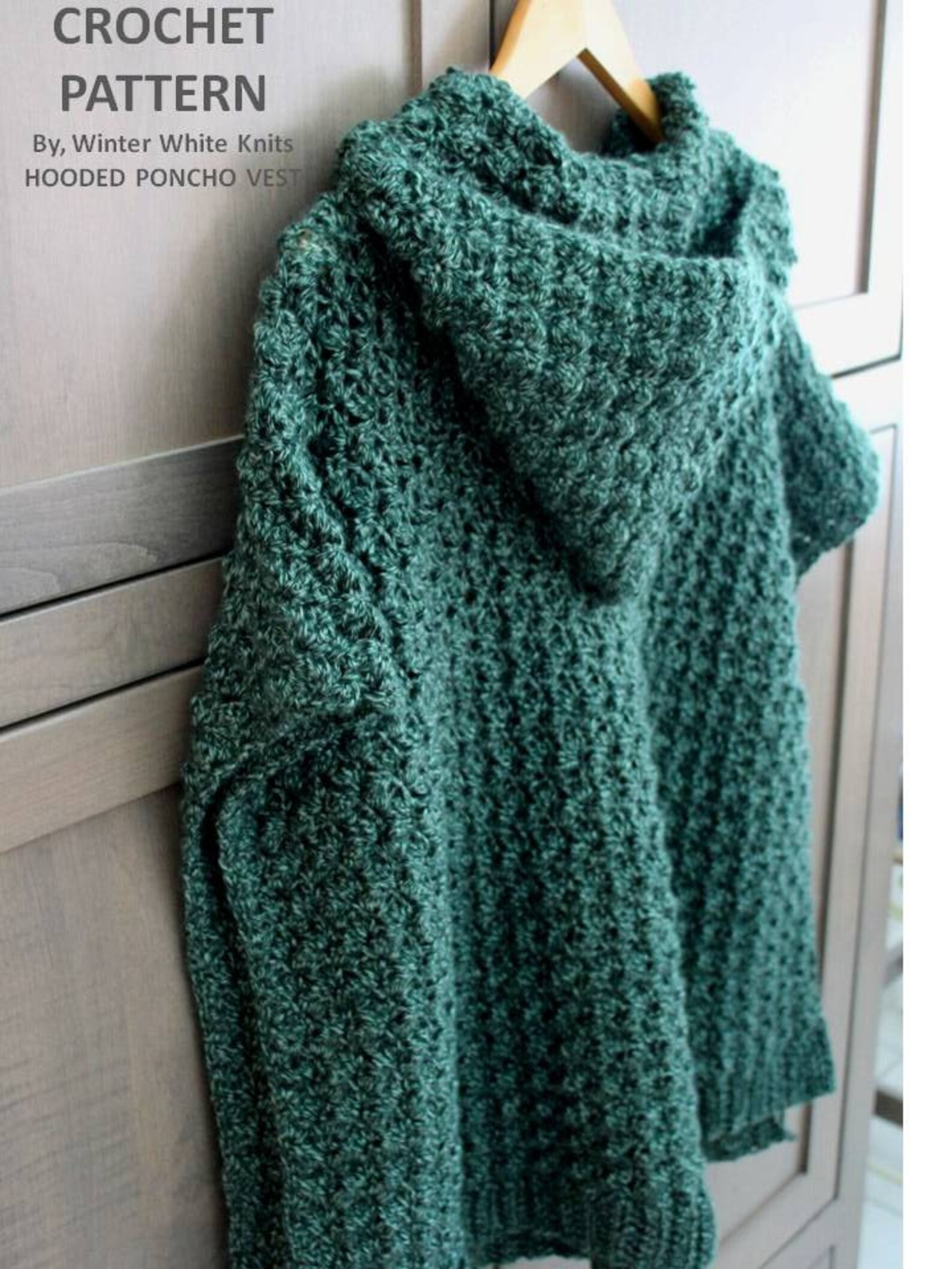 Crochet Poncho Pattern, Crochet Hooded Poncho Vest Pattern, Hooded ...