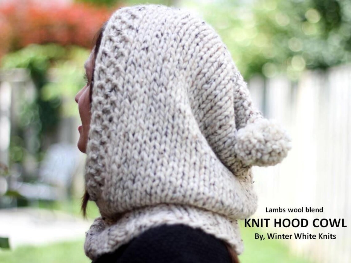 Hand-knit Hood Cowl With Winter Hood Wool Hood Wool Hood - Etsy