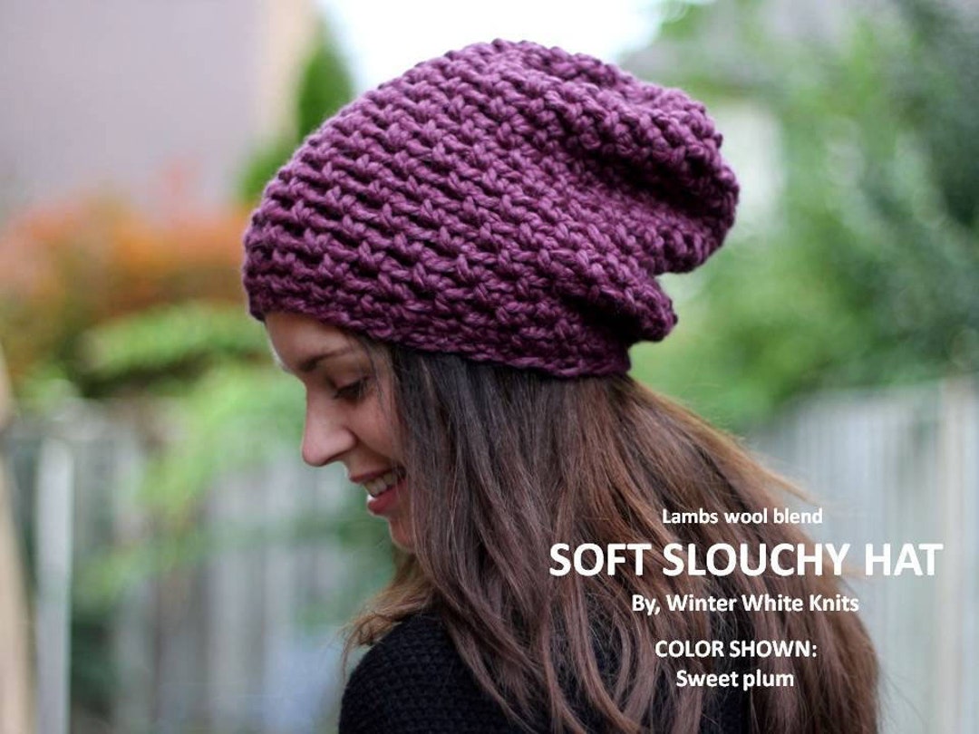 SLOUCHY KNIT HAT, Chunky Winter Hat, Chunky Knit Hat, Slouchy Beanie ...