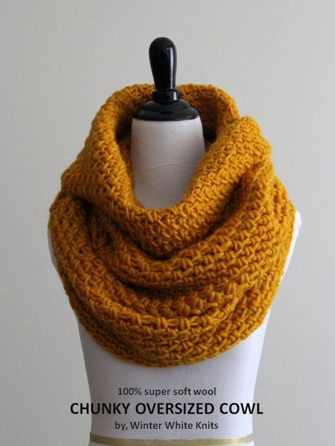 Knit cowl, soft wool cowl, tube scarf, mustard yellow knitted cowl, 100 ...