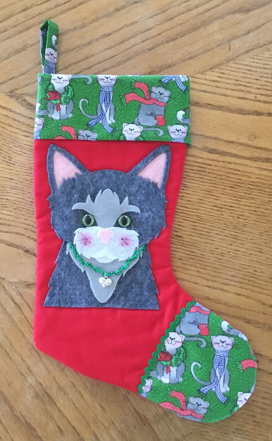 Gray Tabby Cat Christmas Stocking - Etsy