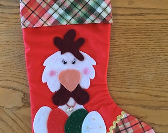Handmade Christmas Stocking, Chicken Christmas Stocking, Chicken Farmer ...