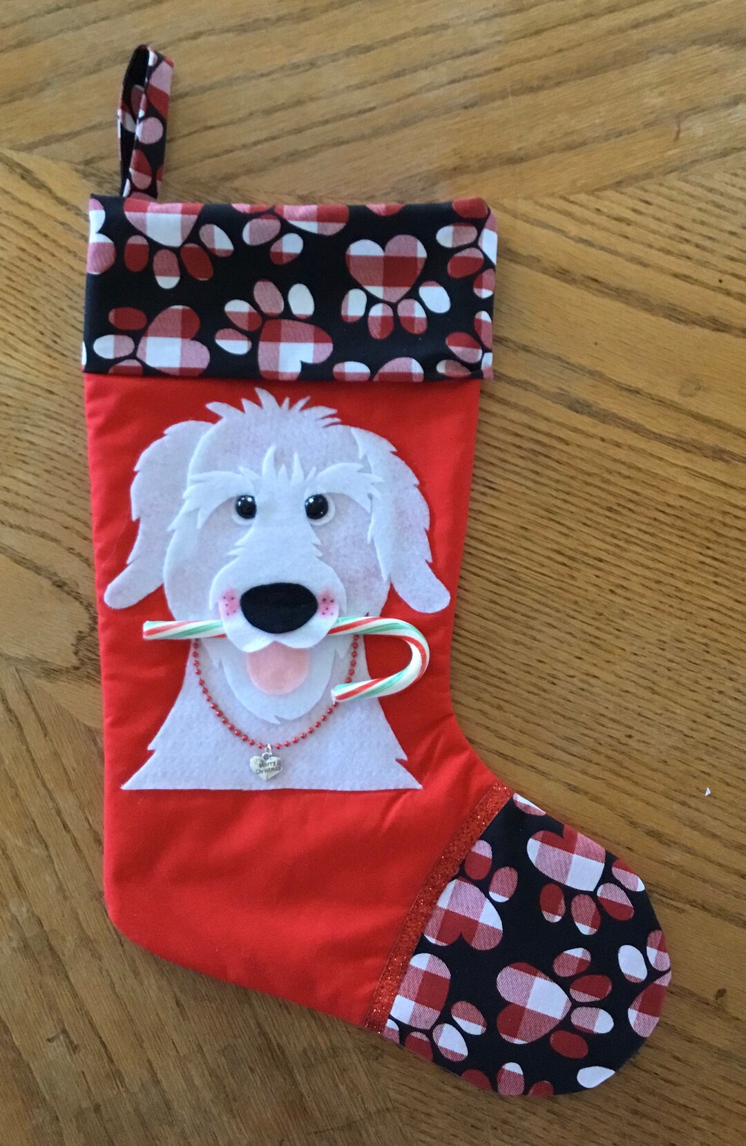 All White Goldendoodle Christmas Stocking - Etsy