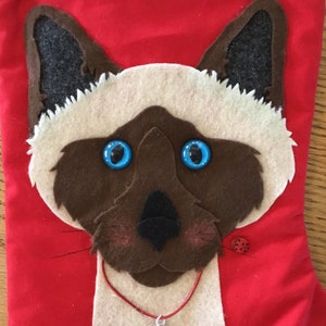 Siamese cat 1 Christmas stocking | Etsy