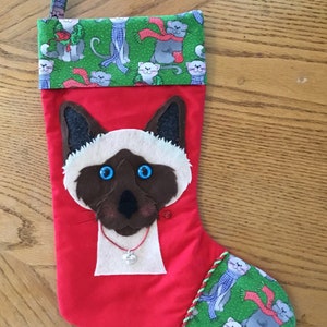 Siamese cat 1 Christmas stocking | Etsy