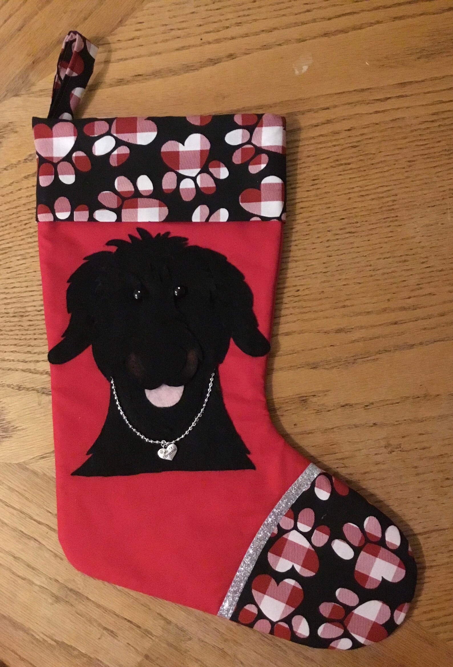 Black Goldendoodle Christmas stocking | Etsy
