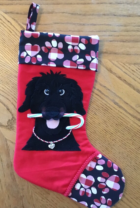 Black Goldendoodle Christmas stocking | Etsy