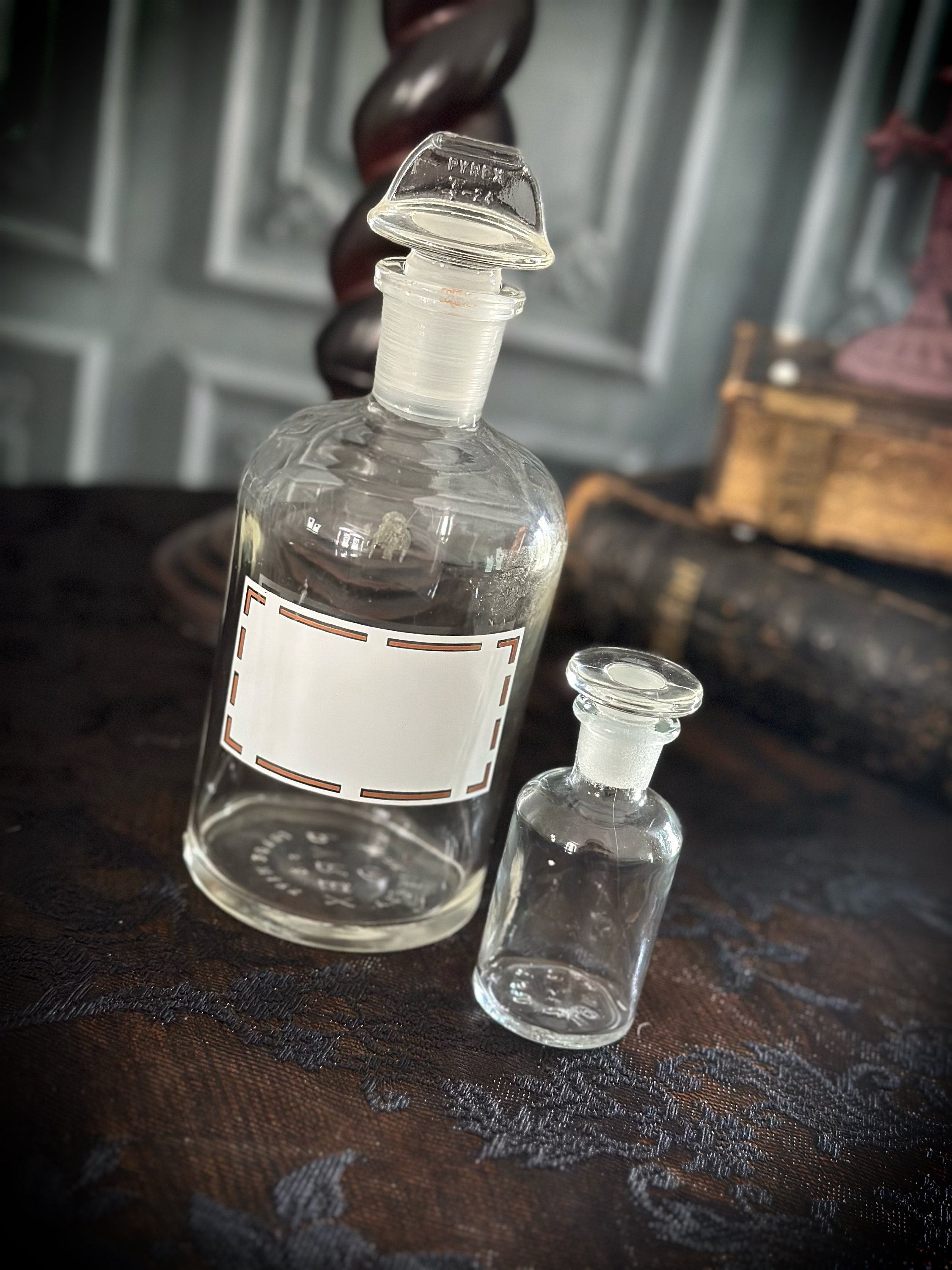 Vintage Rare Science Lab Blank Apothecary Bottles Lot of 2 Pyrex and ...