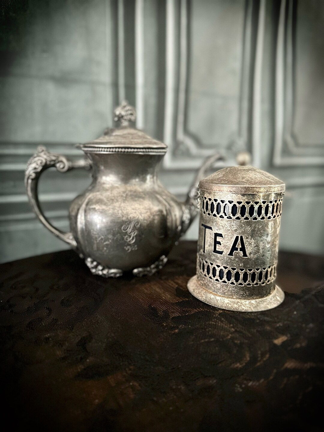 Antique Gothic Victorian Tea Kettle and Tea Canister 1905 - Etsy