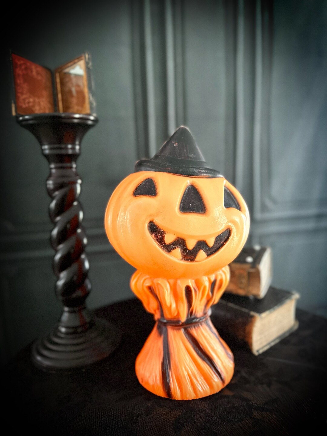 Vintage Pumpkin Haystack Blow Mold Lamp Etsy