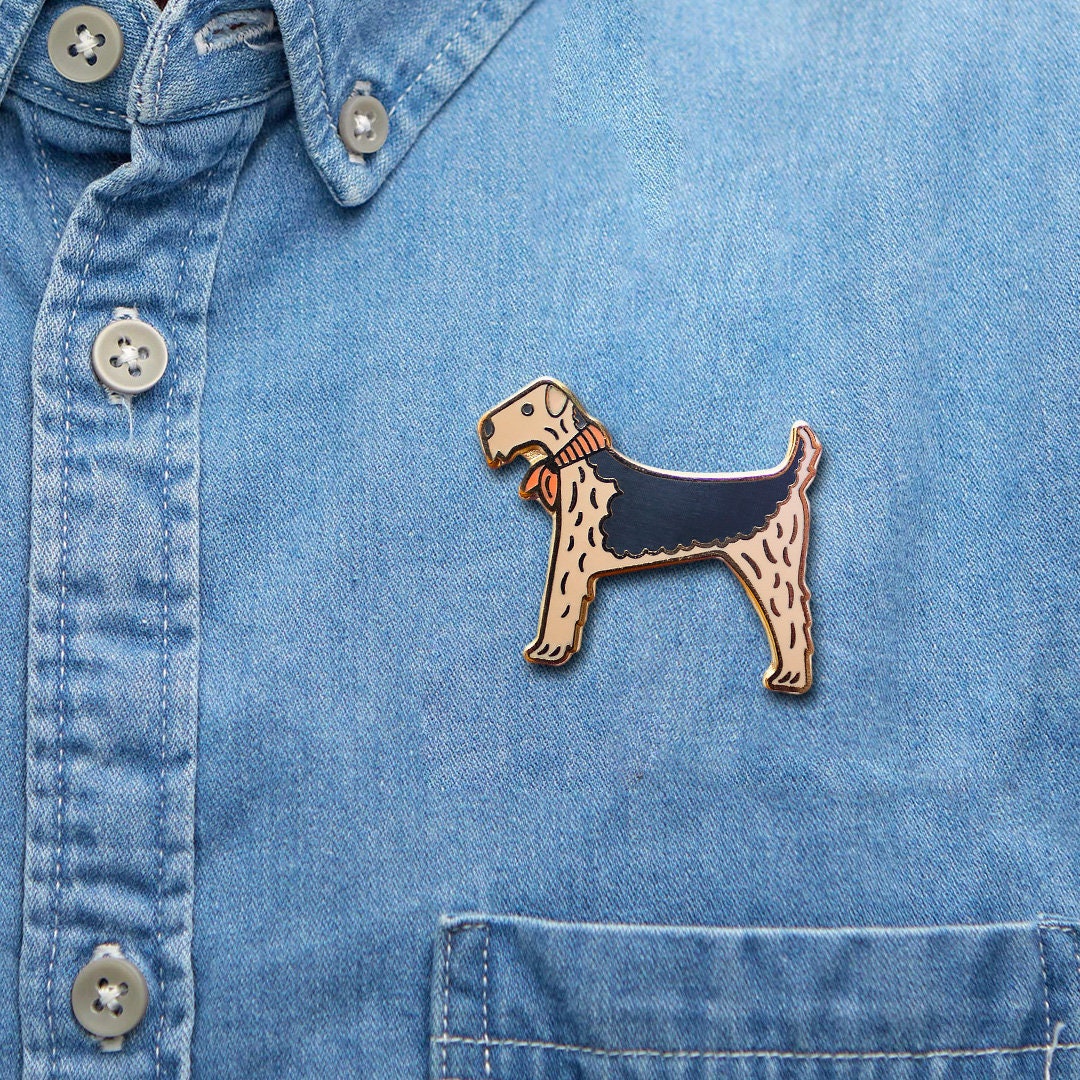 Dog With Neckerchief Gold Enamel Pin - Etsy