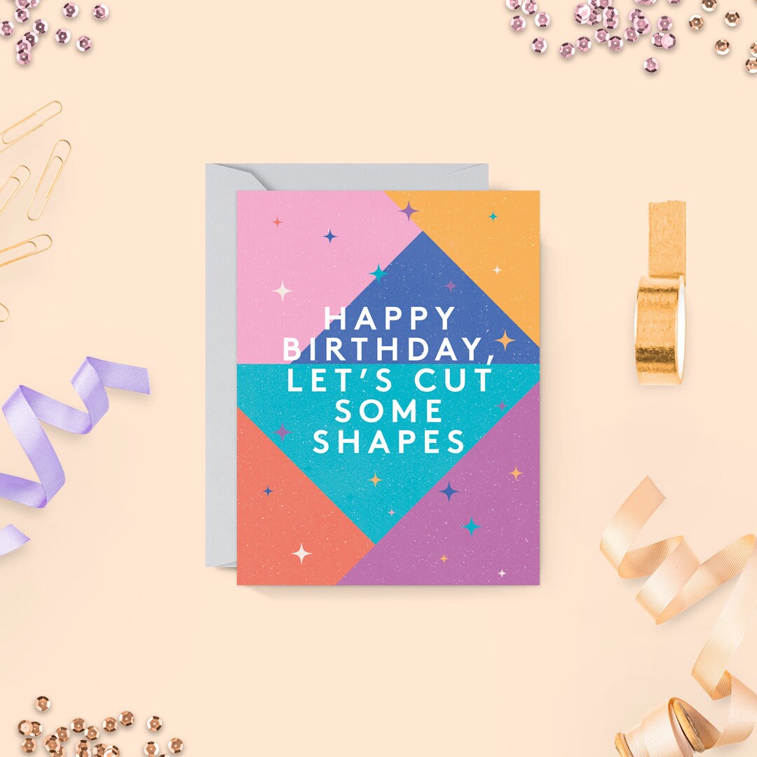 Happy Birthday, Let's Cut Some Shapes Mini Greeting Card - Etsy