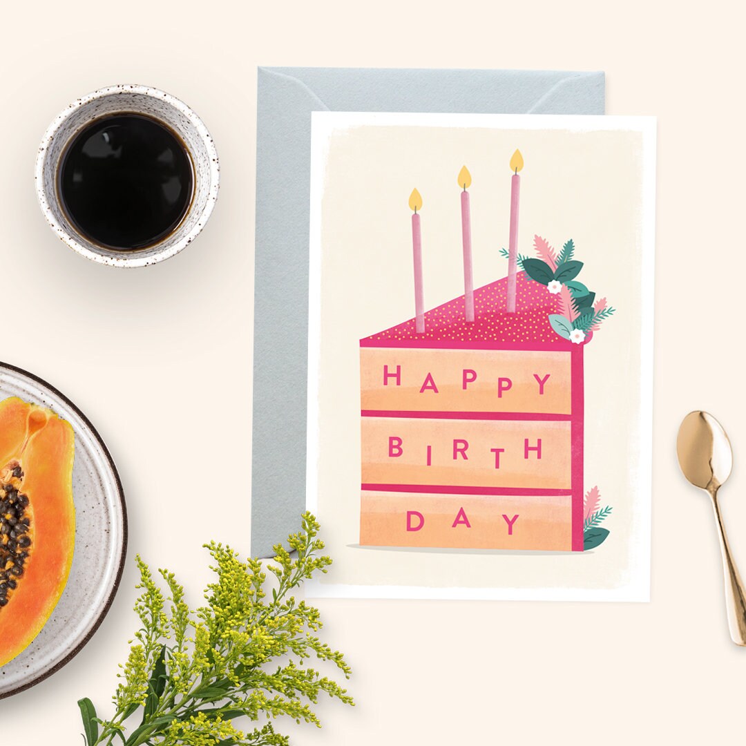 Birthday Cake Slice Greeting Card - Etsy