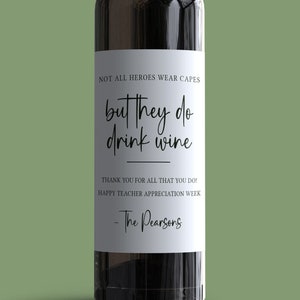 Personalized Wine Labels for Teacher Appreciation Week - Customizable ...