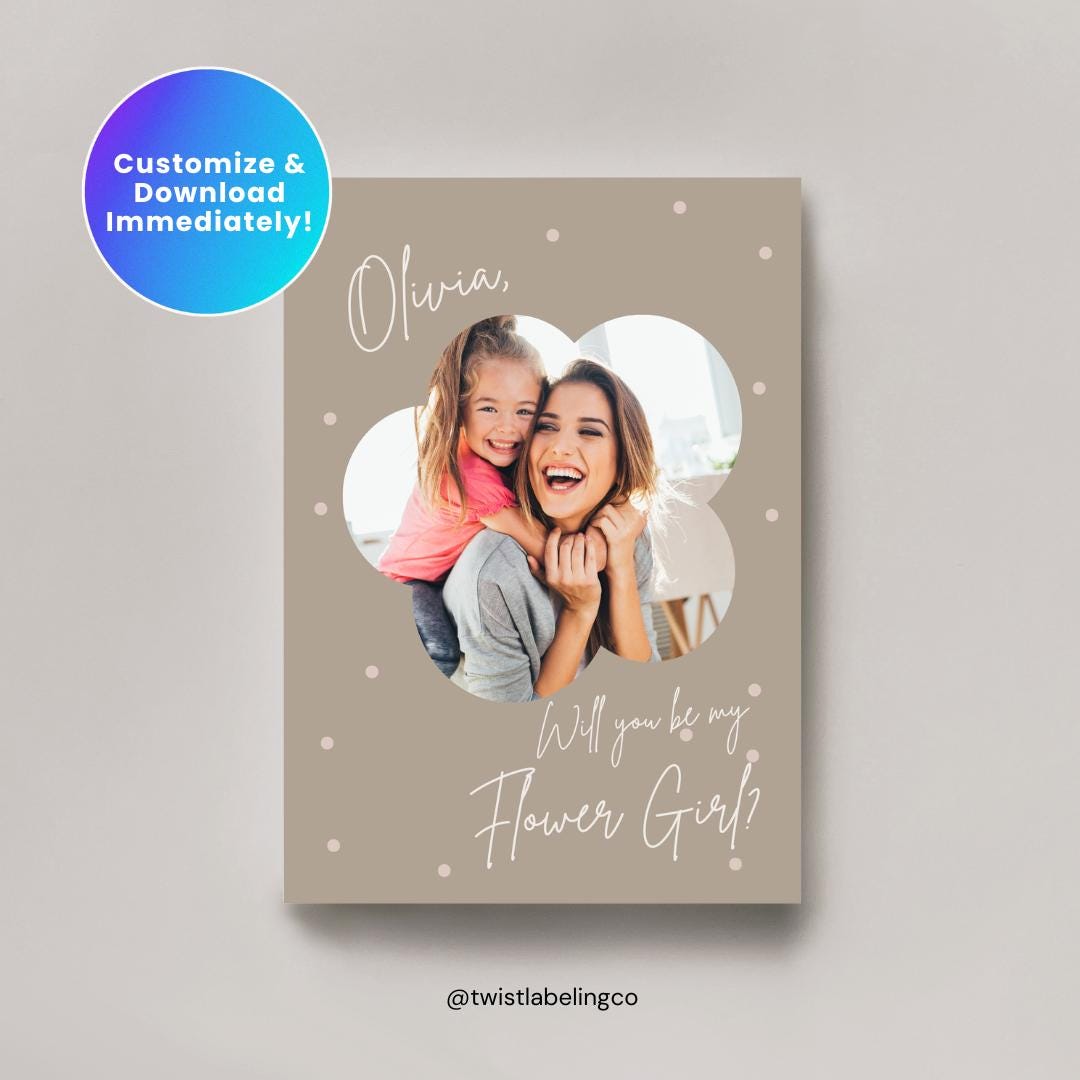 Editable Flower Girl Invite Card | Wedding Party Card Digital Template ...