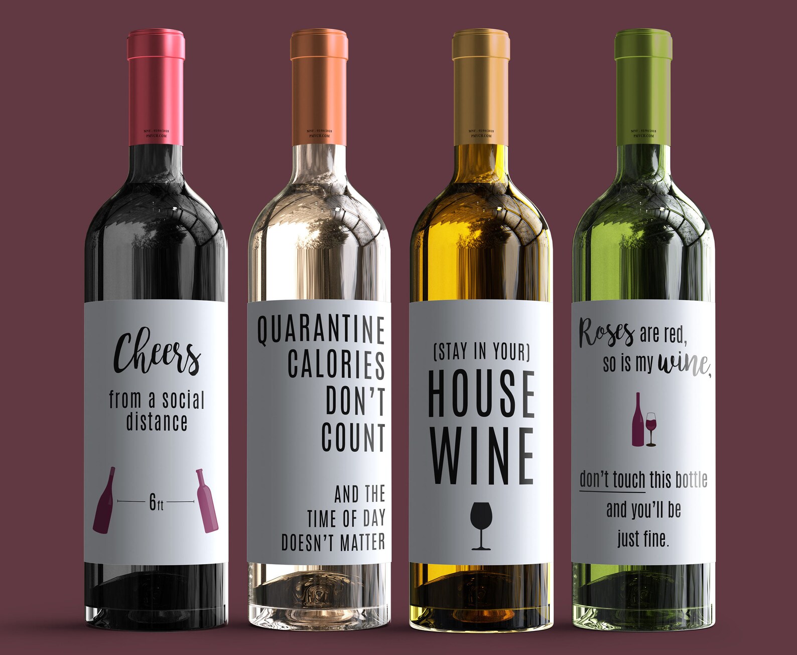 Social Distancing Wine Label 4 Pack / Quarantine Wine / Funny - Etsy