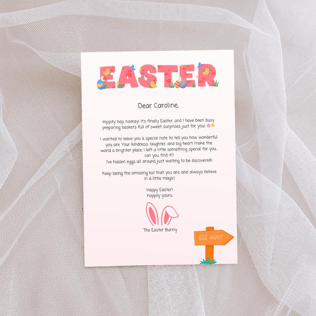 Personalized Easter Bunny Letter: Editable Easter Card (PDF) - Etsy