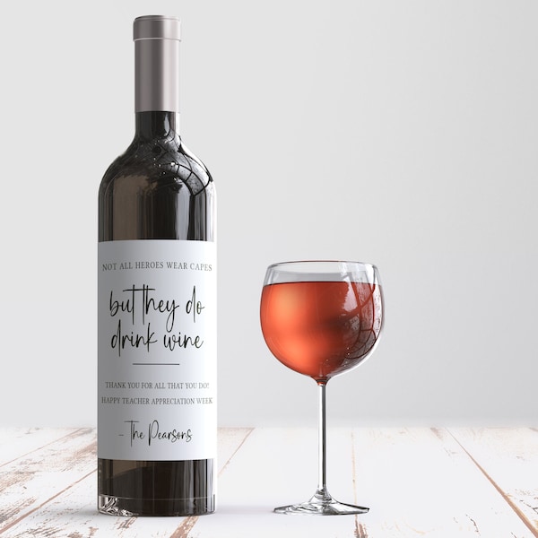 Teacher Wine Label - Etsy