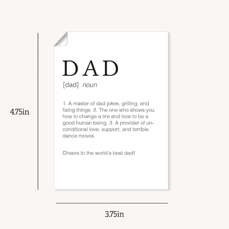 Dad Definition Father's Day Wine Label - Funny and Loving Way to ...