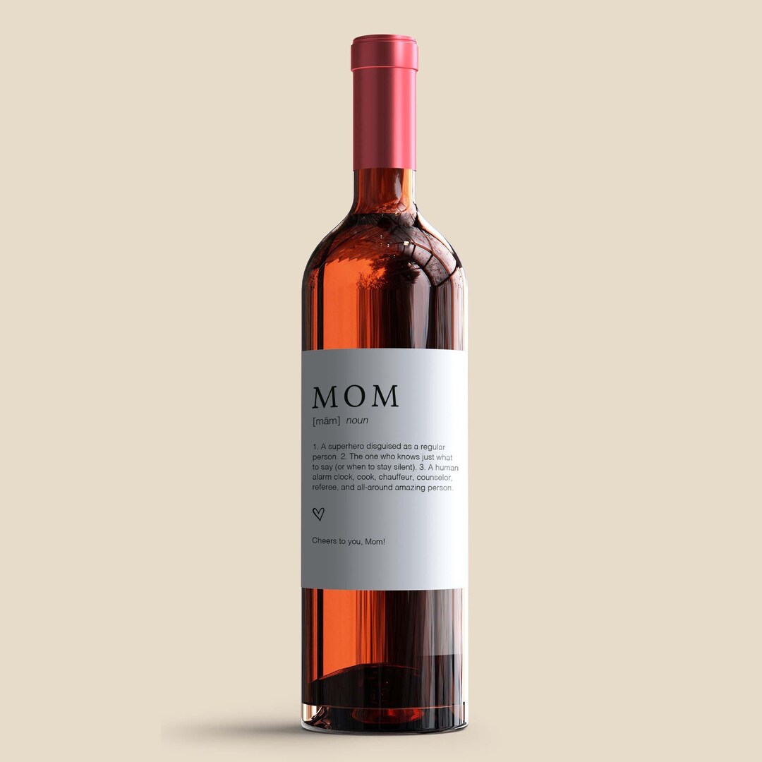 Mom Definition Mother's Day Wine Label - Funny and Loving Way to ...