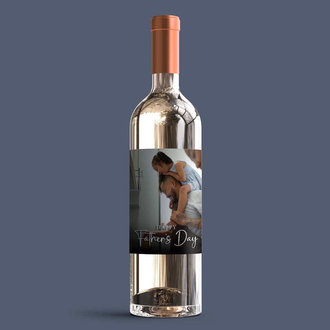 Father's Day Wine Label With Photo - Custom Design - Etsy