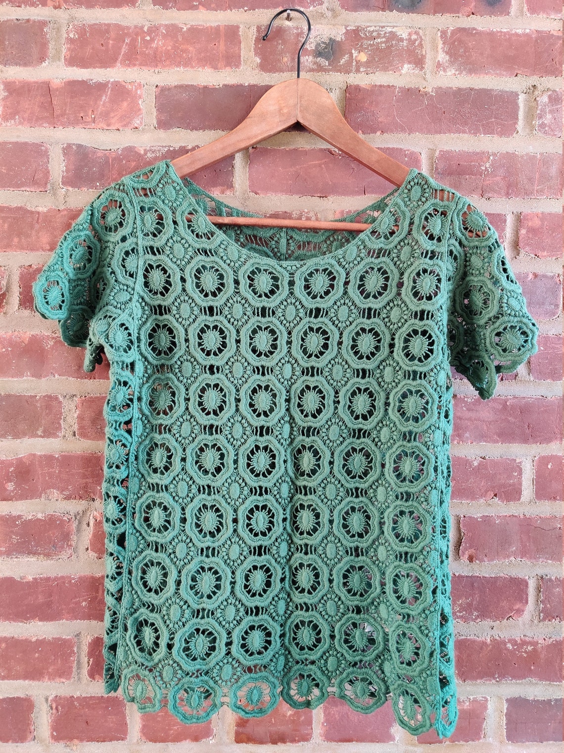 Chic Floral Crochet Lace Blouse One Size Dark Green Color - Etsy