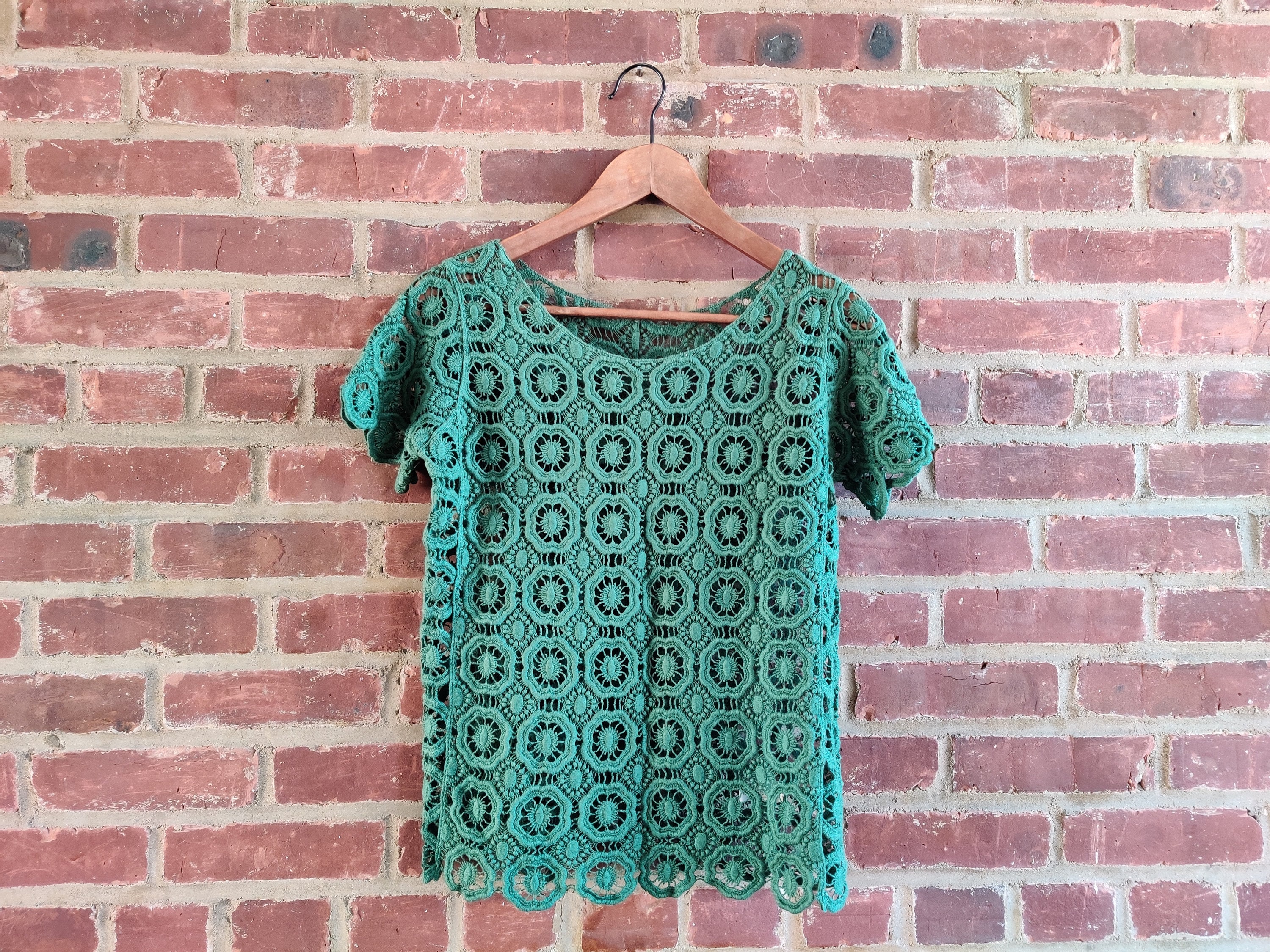 Chic Floral Crochet Lace Blouse One Size Dark Green Color - Etsy