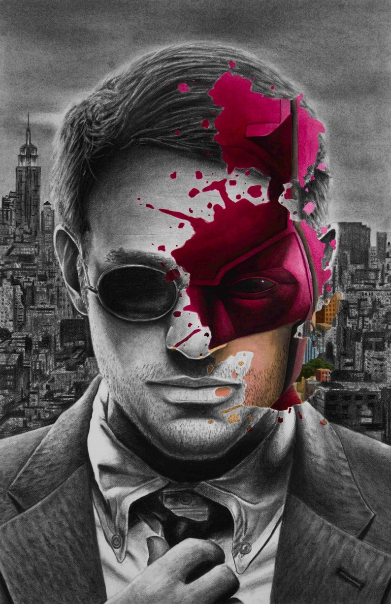 Daredevil Portrait Splatter, Print - Etsy