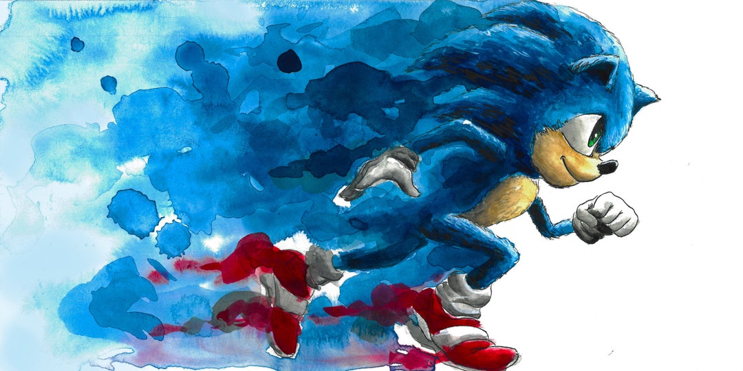Sonic 'watercolor', Print - Etsy