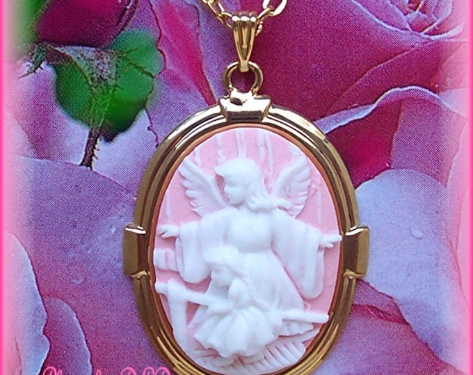 Victorian 14k Gold and Shell Carved Cameo of Annunciation Angel Gabriel ...